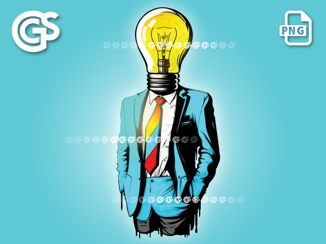 Mr Ideas Light Bulb PNG V2 | Entrepreneur Tshirt Sticker Digital File ...