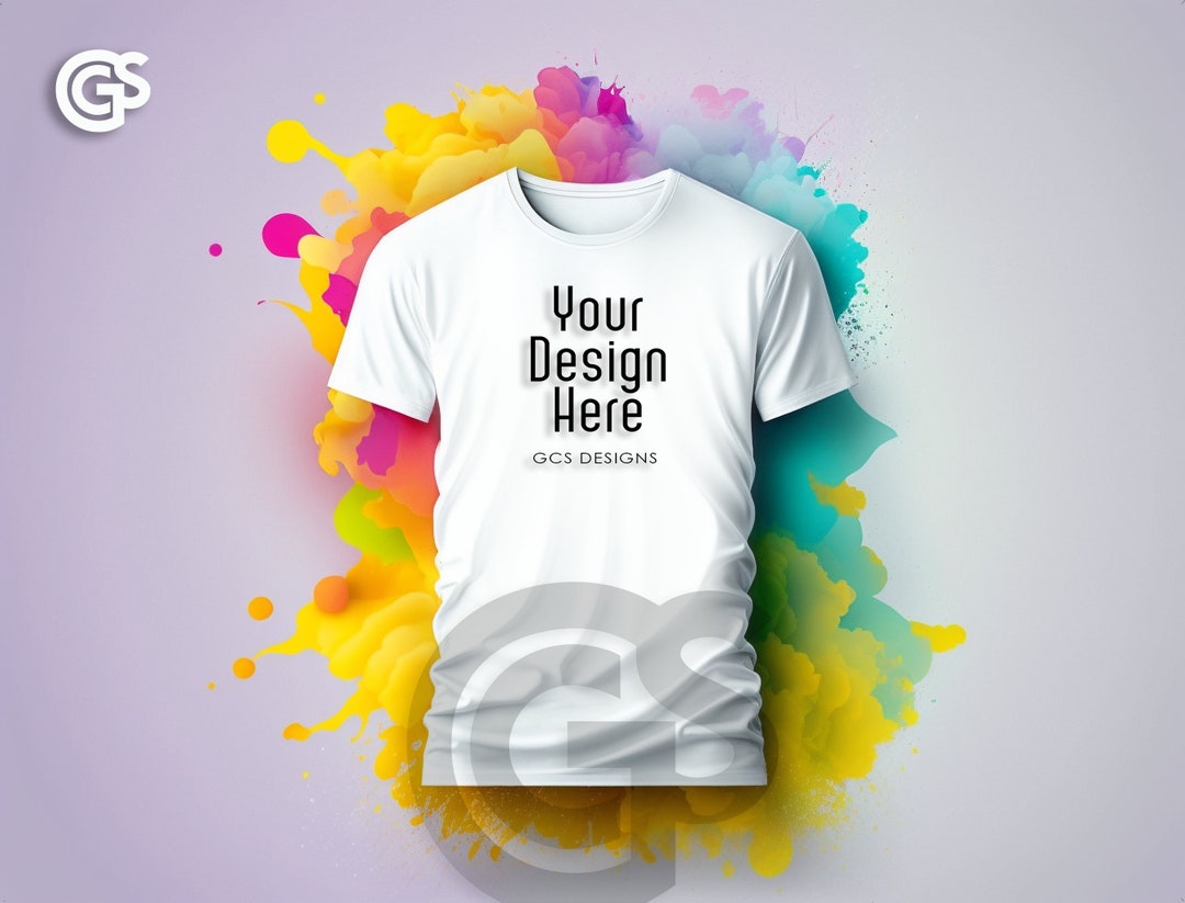 White Tshirt Mockup | Colorful Ink Shirt Mockup | Digital Mockup ...