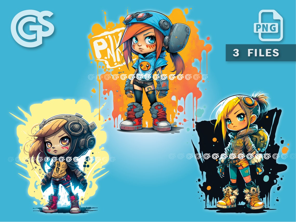 Anime Girl Bundle 3 PNG Emote Graphic T-shirt Digital - Etsy