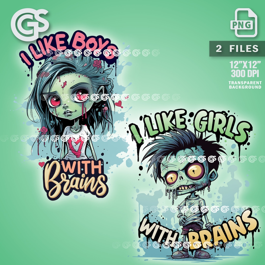 Girls and Boys With Brains Zombie Bundle (2) PNG | Halloween Tshirt Sticker, Undead Zombies ...