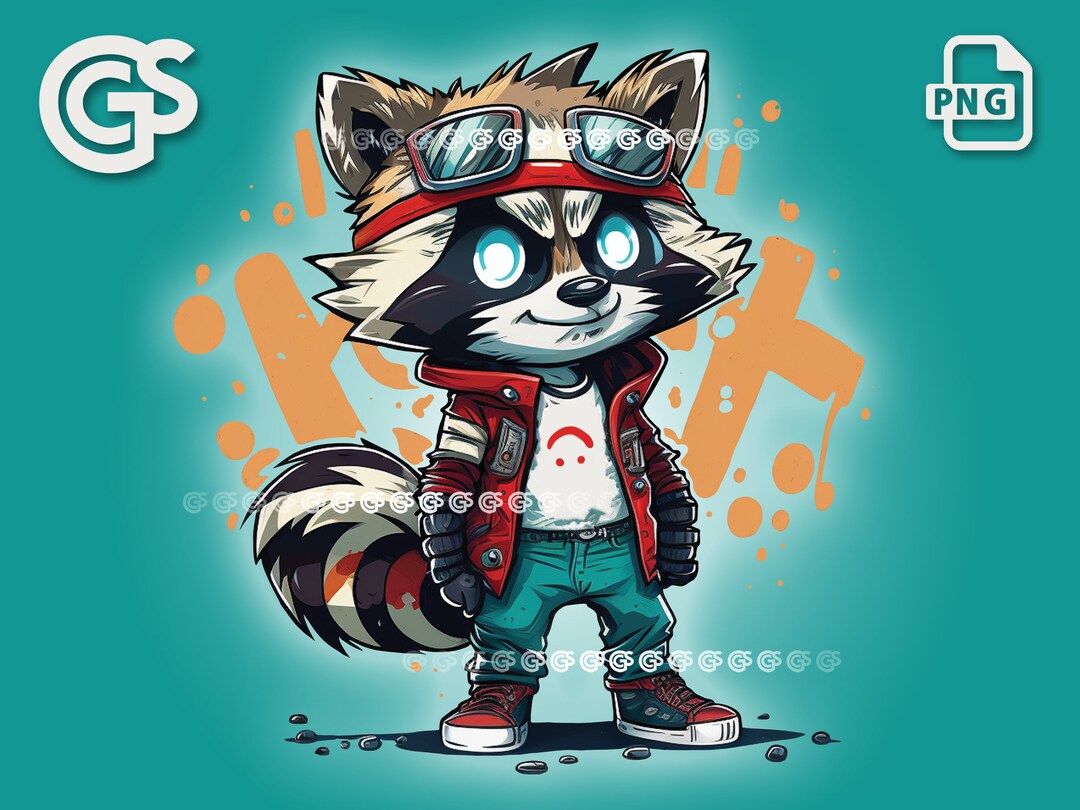 Cool Streetwear Raccoon PNG | Graphic T-shirt Digital File, Coon Lover ...