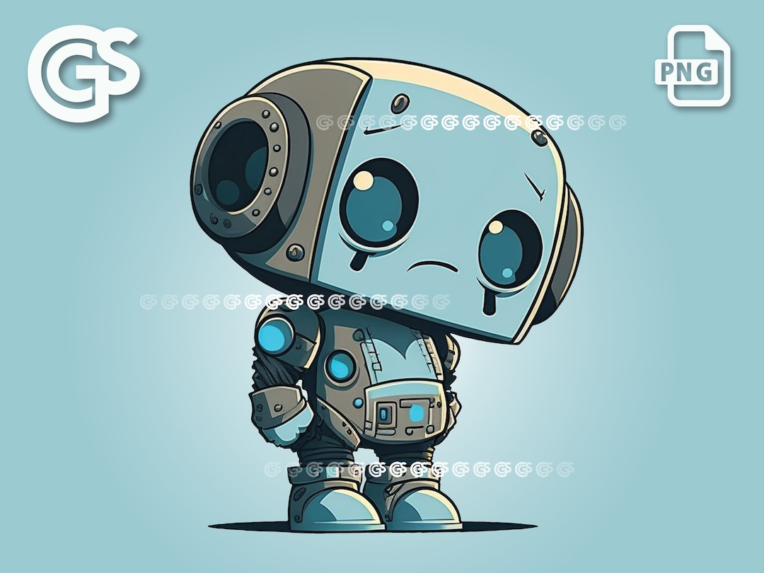 Sad Crying Robot PNG - Twitch Emote T-shirt Digital File, Kawaii Robot ...