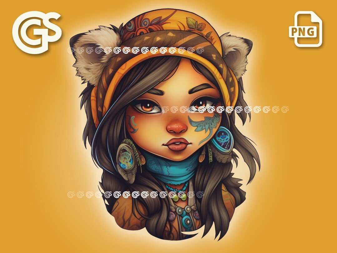 Cute Inuit Girl PNG | Indigenous Tshirt Sticker Digital File, Yupik ...