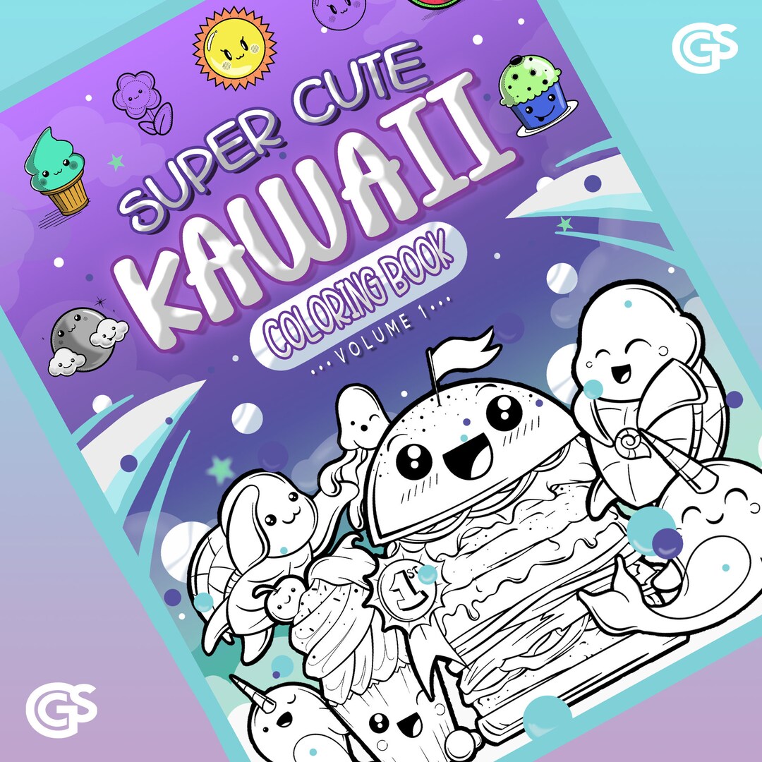 25 Kawaii Coloring Book Pages, Volume 1 - Digital Printer Ready PDF ...