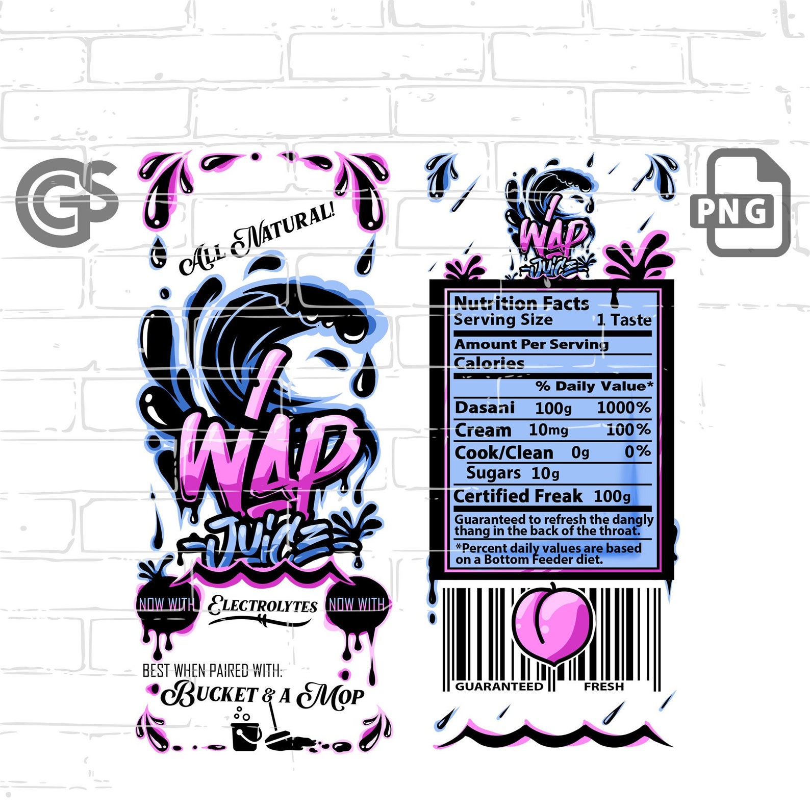 WAP Juice Label COLOR1 PNG for Waterslides and Tumblers - Etsy