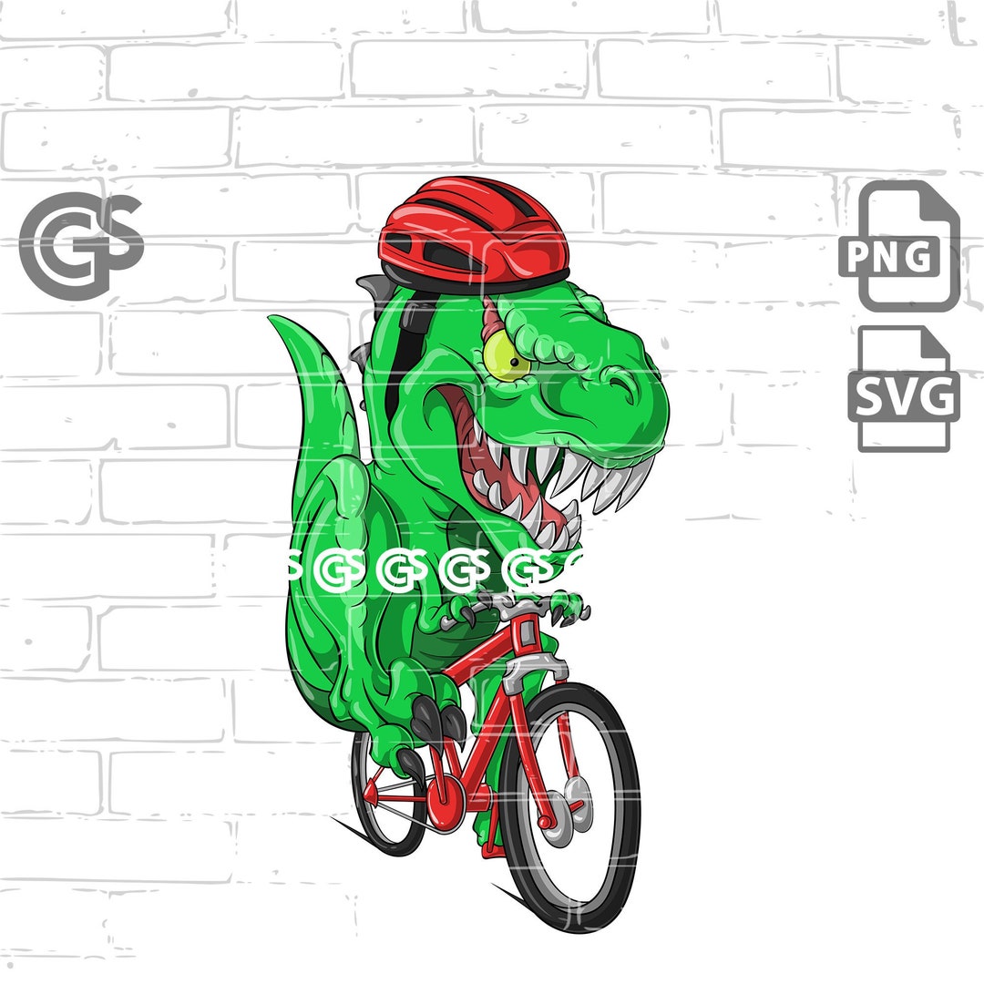 T-rex Bicycle Safety! - SVG PNG Graphic T-shirt, Cartoon Dinosaur ...