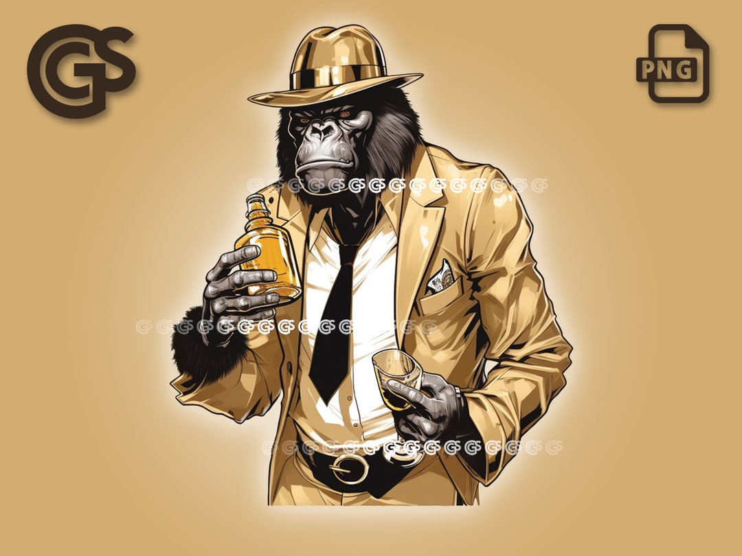Gangster Ape PNG | Graphic T-shirt Digital File, Monkey Gorilla Lover ...