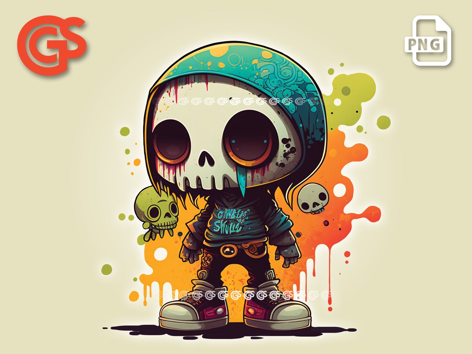 Graffiti Style Skull Characters Bundle (3) PNG File- T-shirt Digital ...