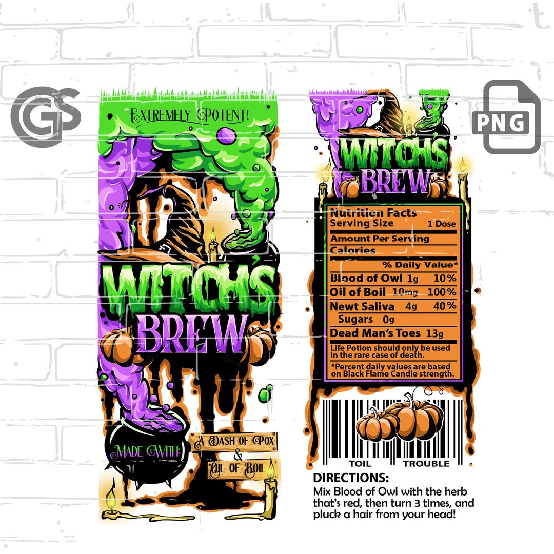 Witch's Brew Label COLOR1 for Sublimation, Waterslides, Halloween ...