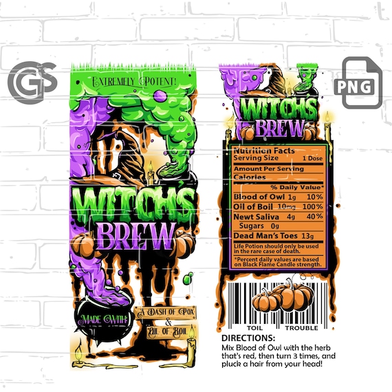Witch's Brew Label COLOR1 for Sublimation Waterslides - Etsy