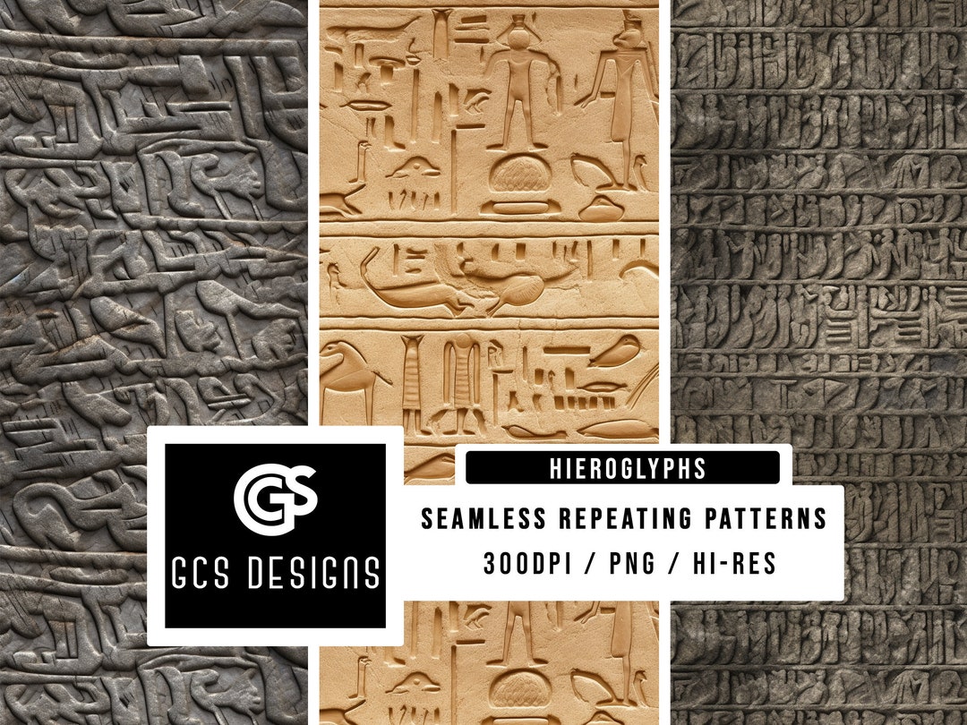 Seamless PNG Ancient Hieroglyphs | Seamless Pattern Repeating Design File, Digital Paper ...