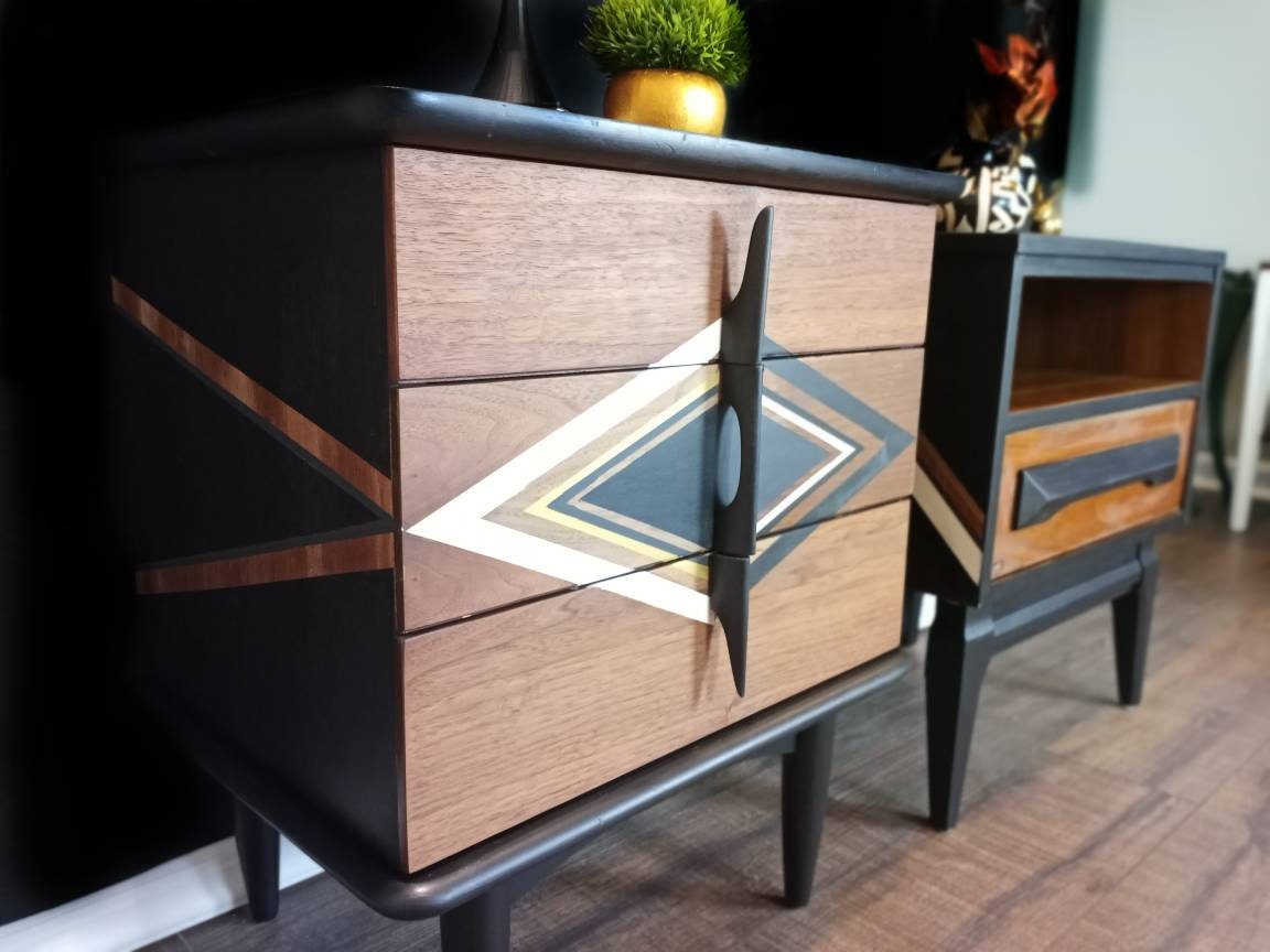 Mid Century Nightstands / Pair MCM Custom Nightstands / - Etsy
