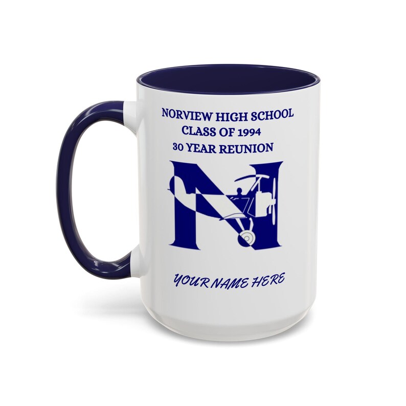 Personalized 15oz Reunion Mug Norview High Class of 1994 in Navy Blue ...