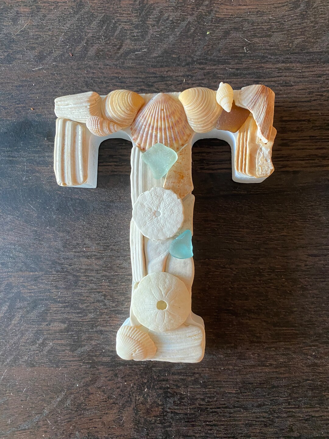 Letter “T” Made With Sea Glass & Shells - Etsy