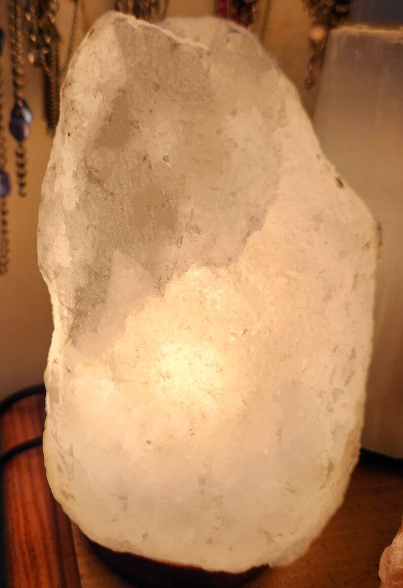 Himalayan Salt Lamp, Natural White Salt Rock With Base and Electrical ...