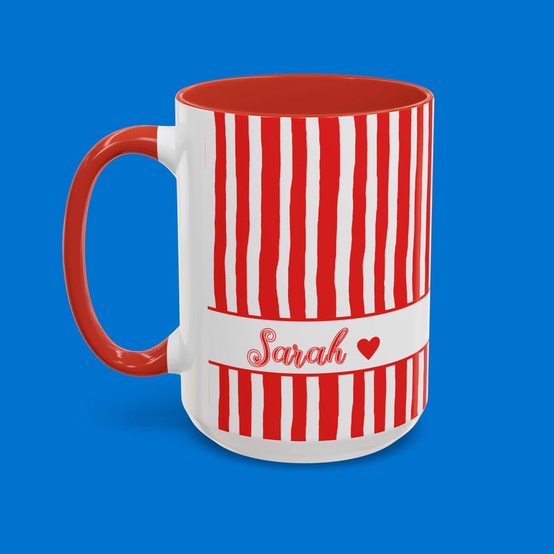 Custom Striped Coffee Mug Personalized Gift for Her Birthday, Custom ...
