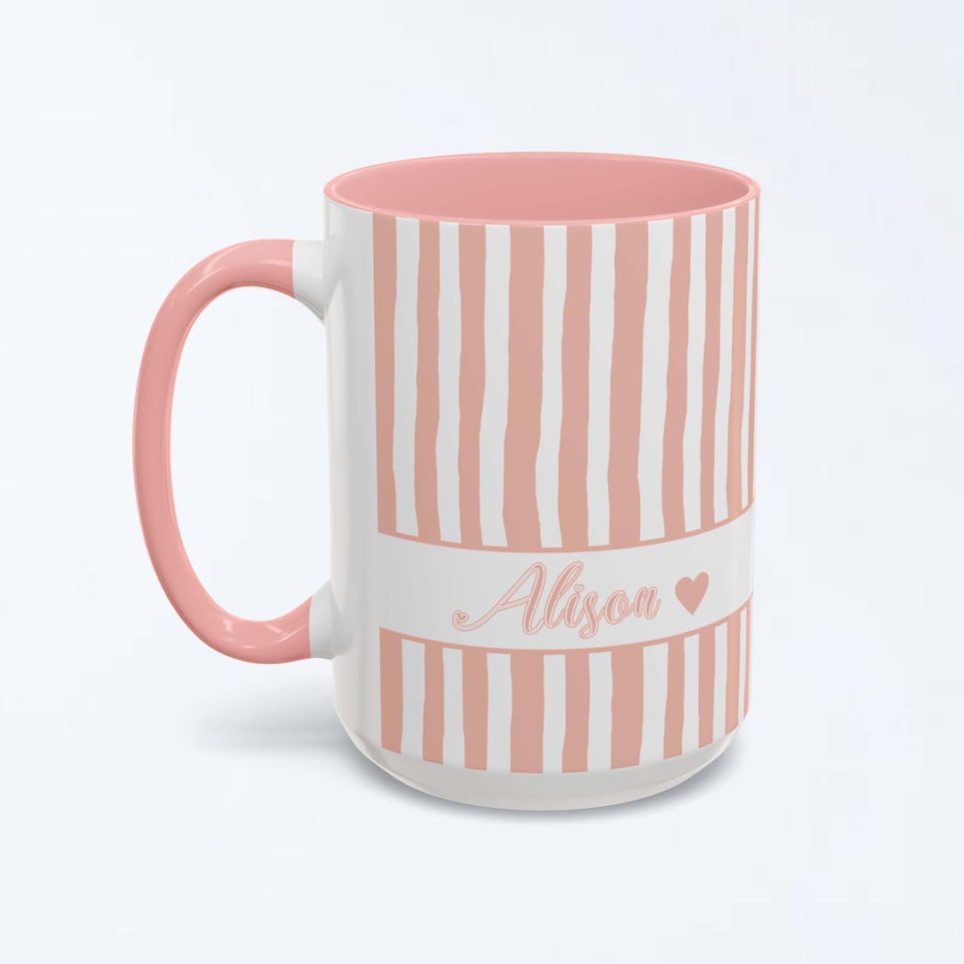 Custom Striped Coffee Mug Personalized Gift for Her Birthday, Custom ...
