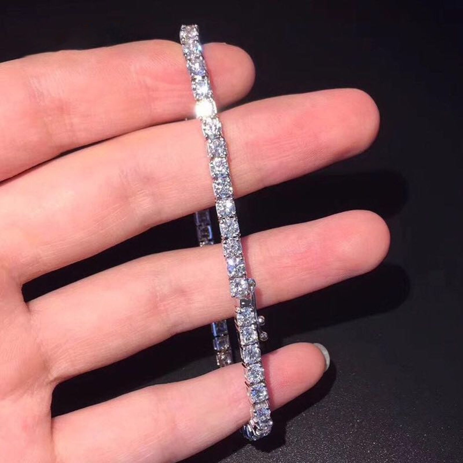 12 4 Tcw Moissanite Tennis Bracelet For Women Solid 925 Etsy