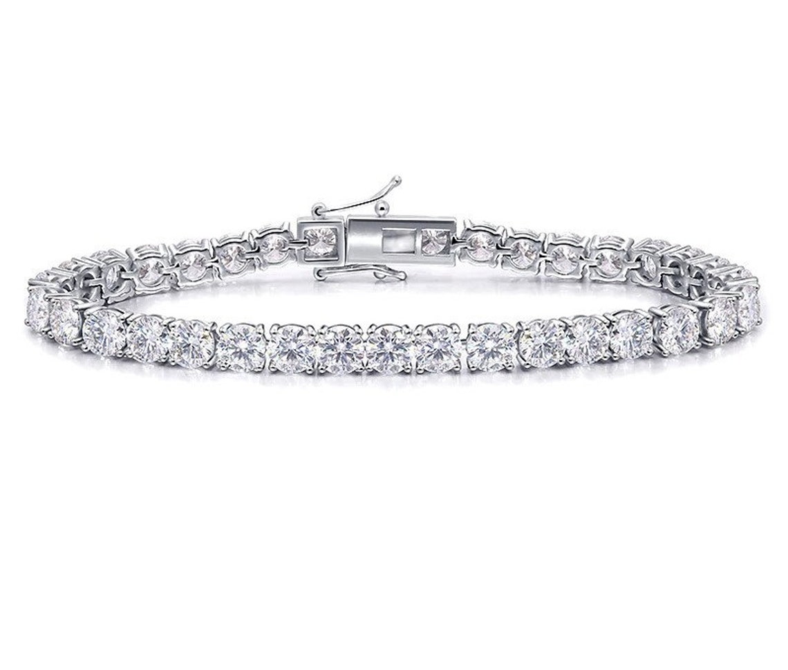 12 4 Tcw Moissanite Tennis Bracelet For Women Solid 925 Etsy