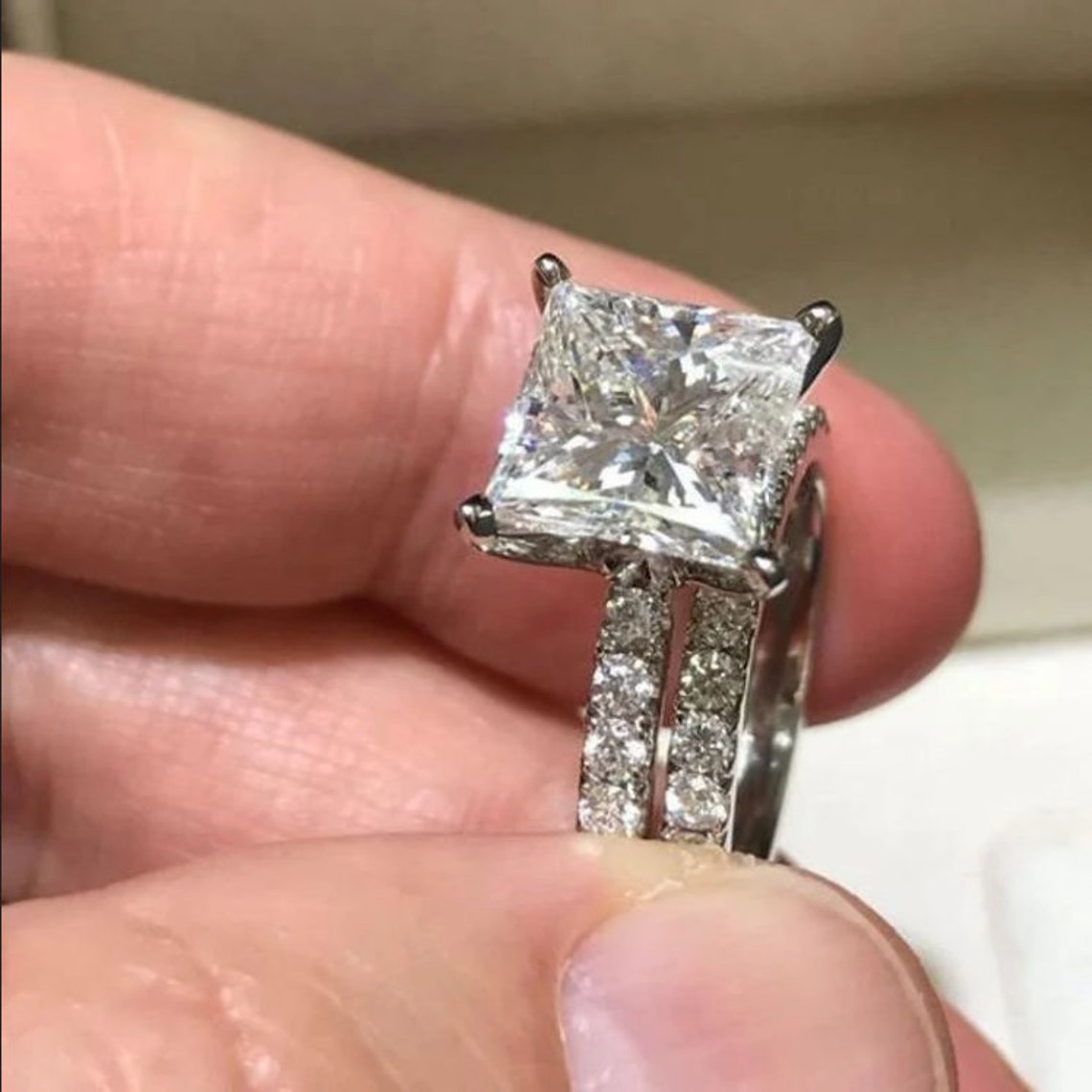 2.80 Ct Princess Cut Diamond Bridal Ring Set Solitaire - Etsy