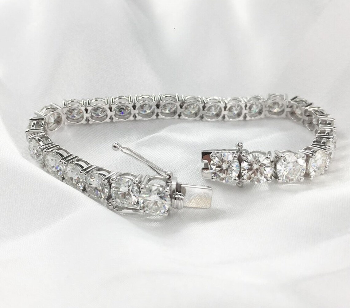 12 4 Tcw Moissanite Tennis Bracelet For Women Solid 925 Etsy