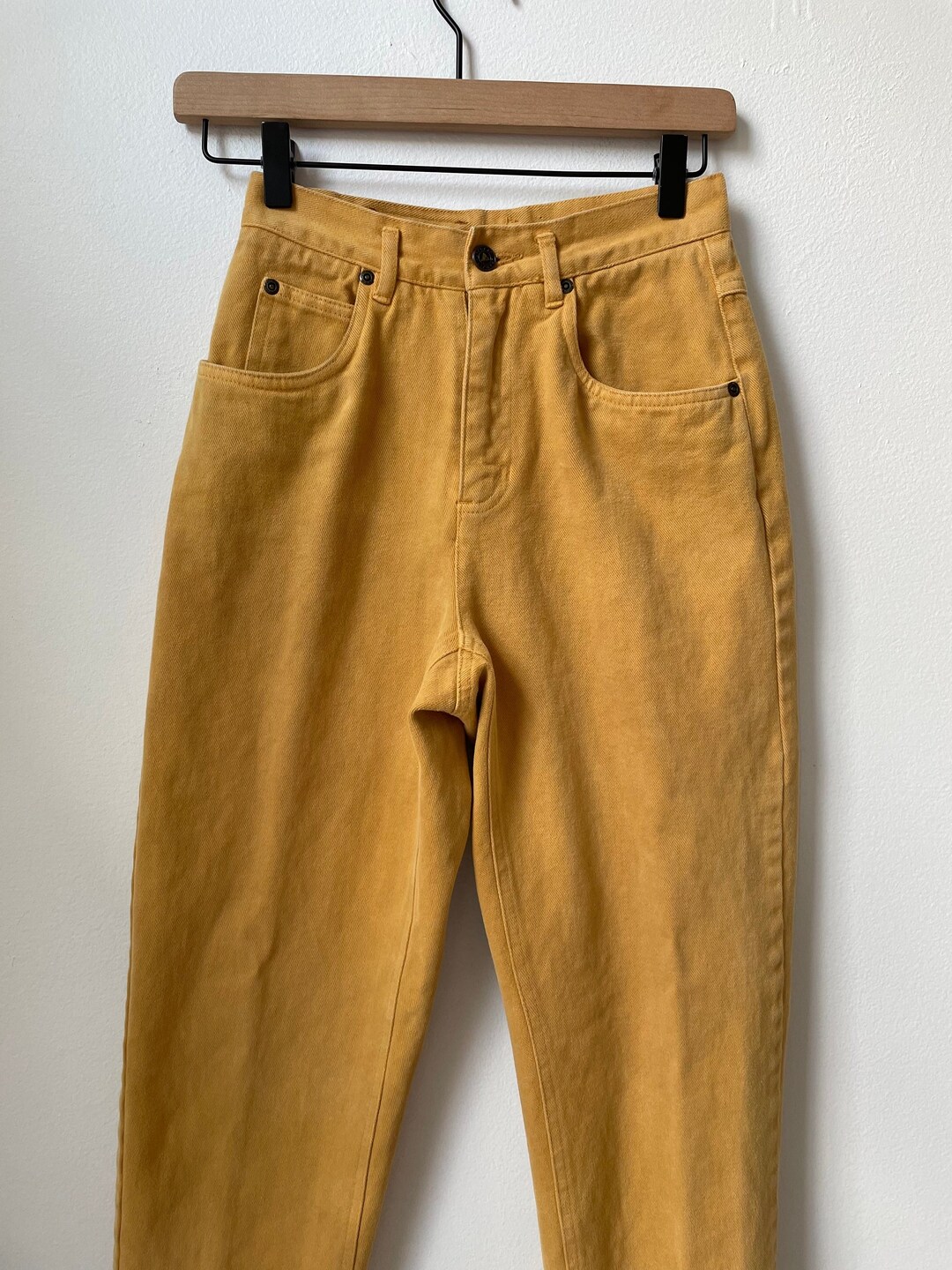 Vintage 90s Golden Yellow Cotton High Rise Jeans Mustard Yellow High ...
