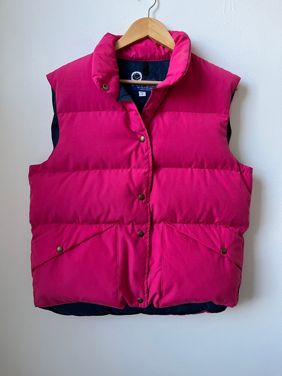 Vintage Penfield Pink Down Puffer Vest Bright Pink 80s 70s Snap Front ...