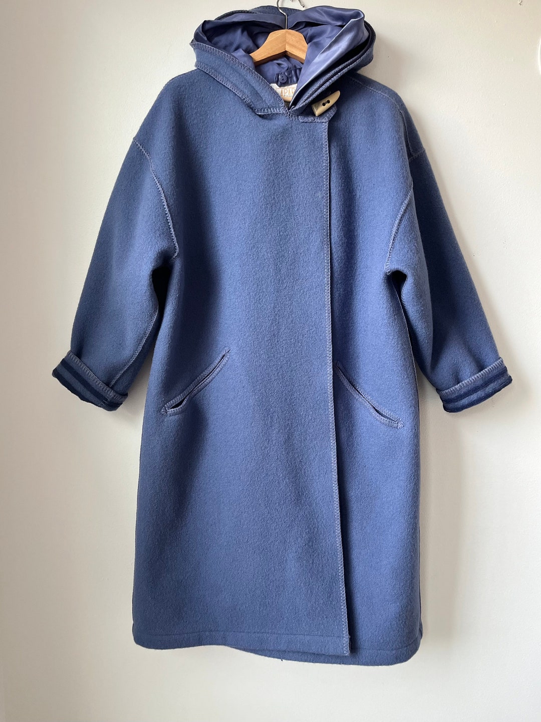 Vintage Linda Lundstrom Periwinkle Wool Hooded Longline Coat - Etsy