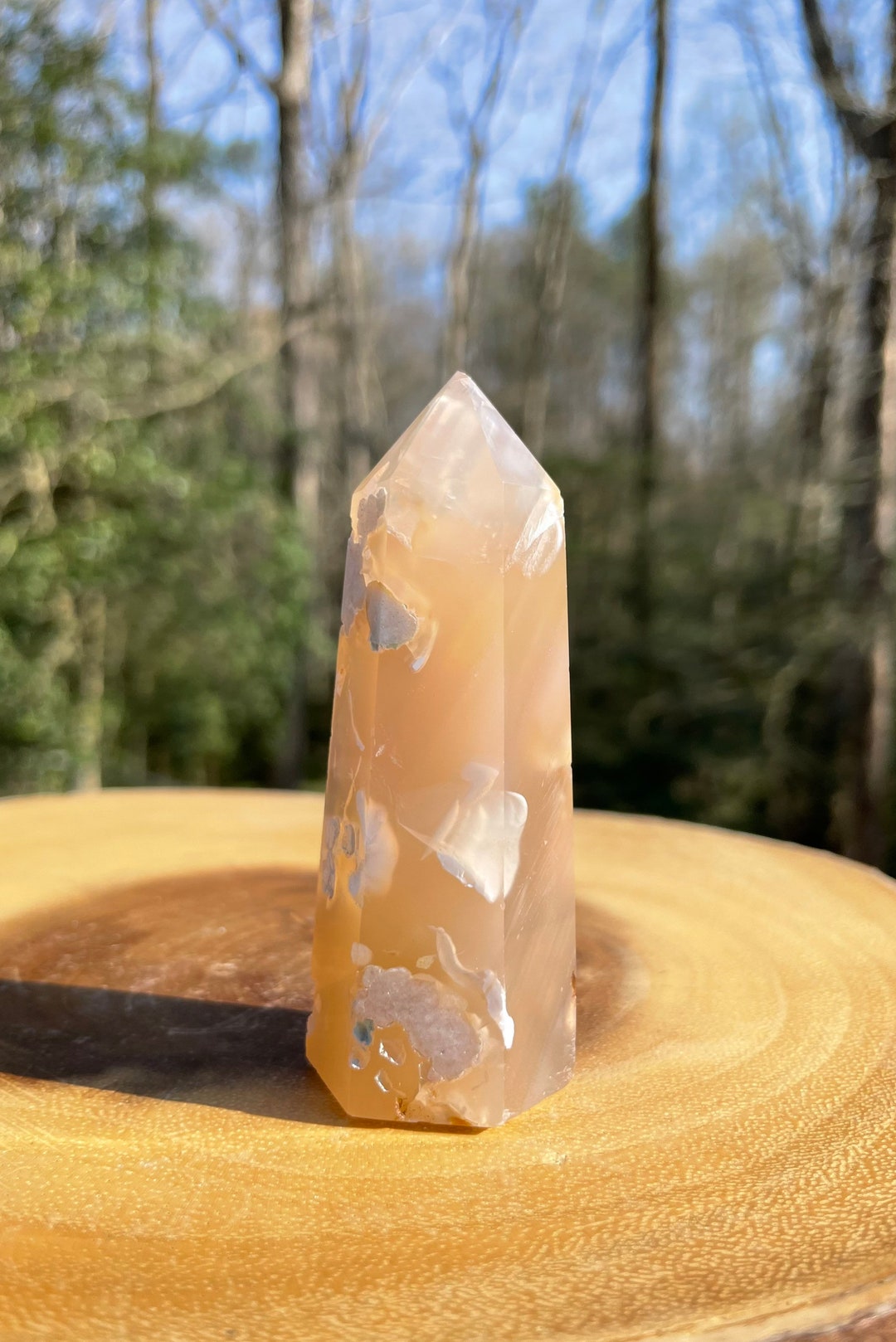 Beautiful Plume Flower Agate Point manifest growth protection ...