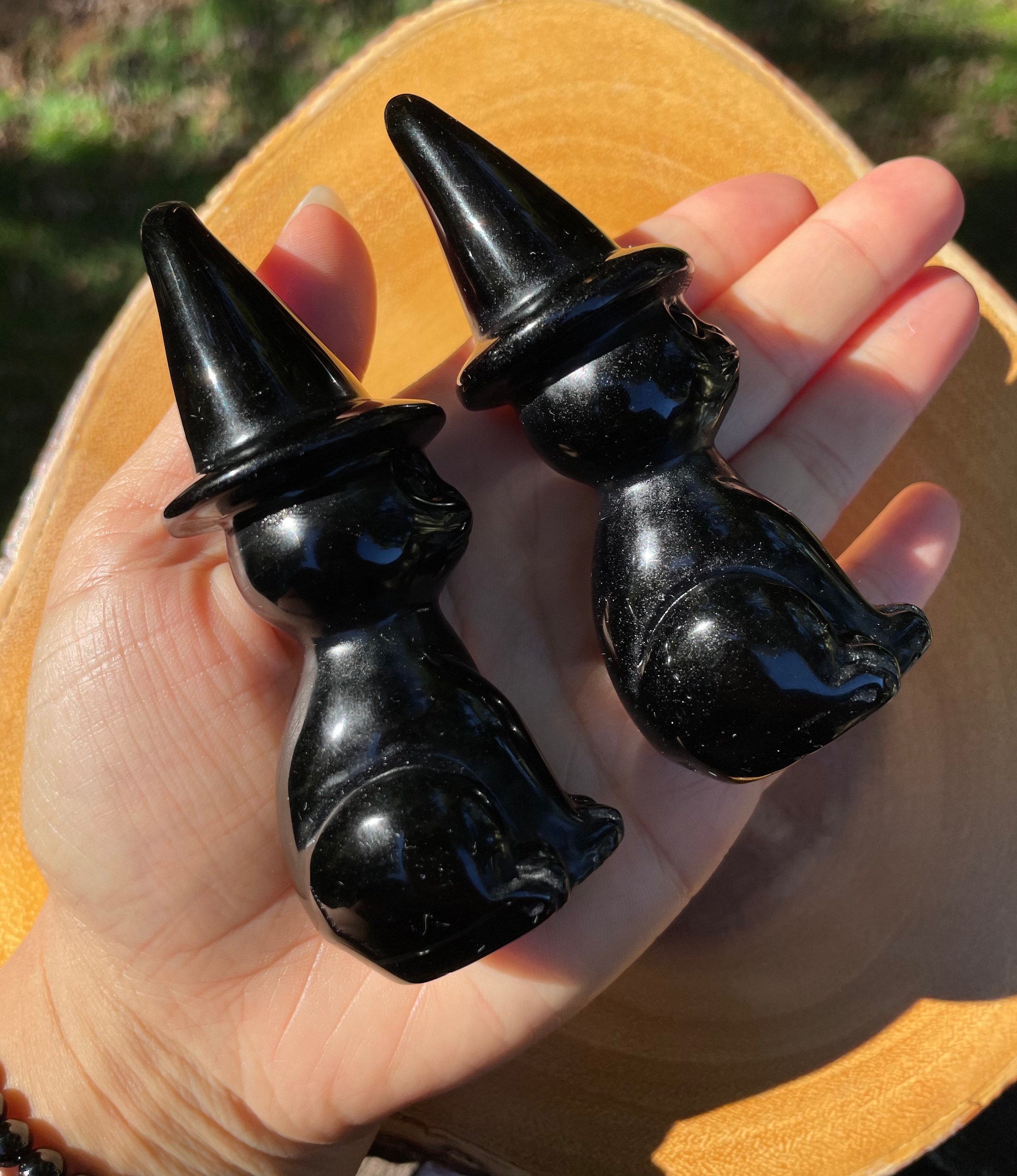 Pretty Black Obsidian Halloween Cat Carving 3.91 Inches - Etsy