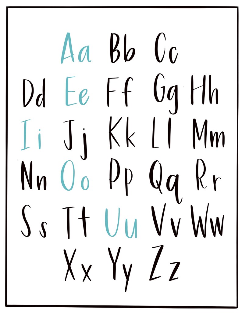 Alphabet Chart & Color Coded Vowels / ABC Poster / Simple Classroom ...