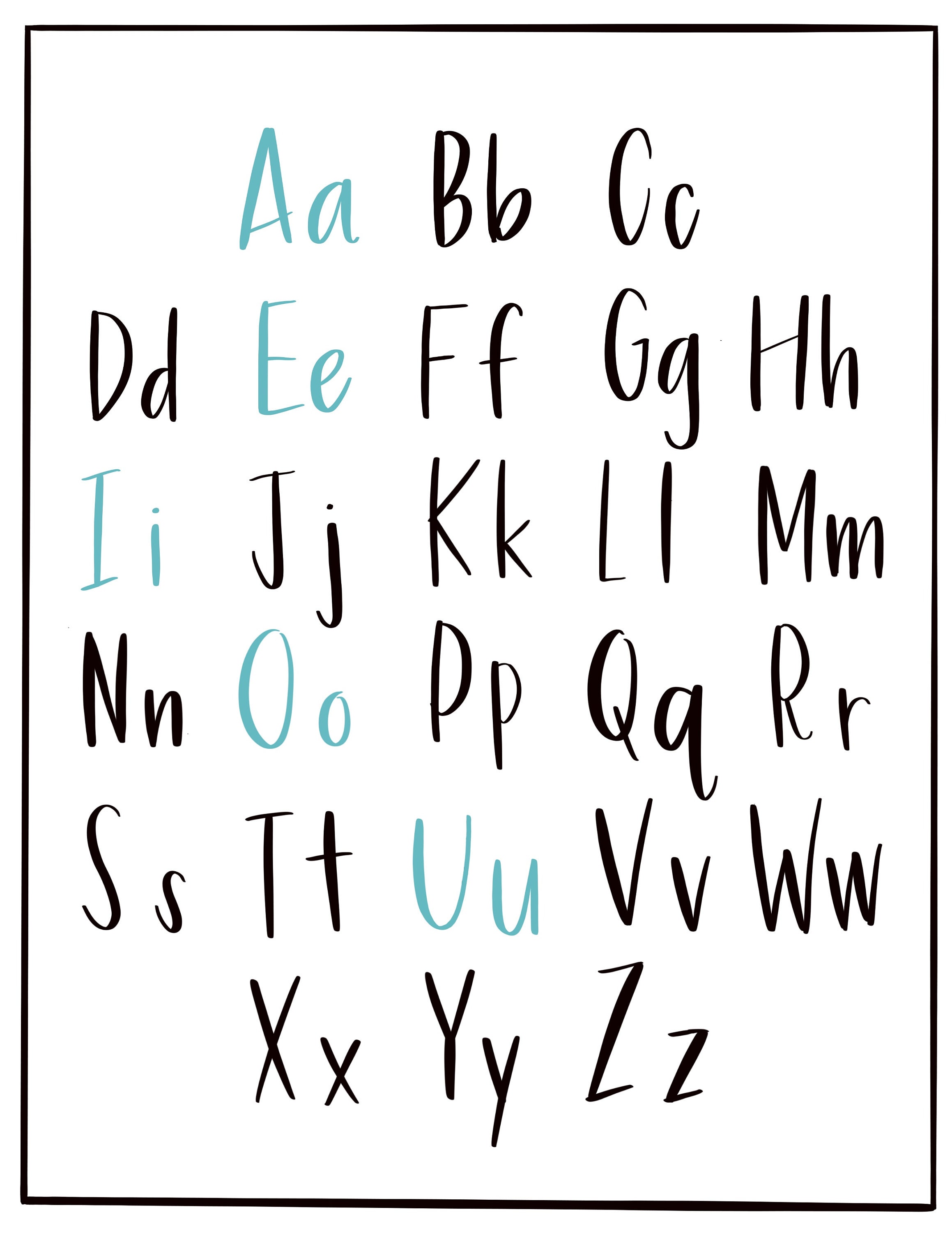 Alphabet Chart & Color Coded Vowels / ABC Poster / Simple Classroom ...