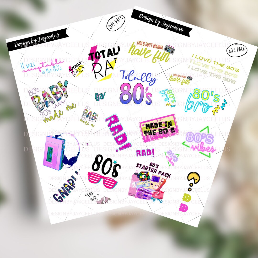 80s Sticker Sheets, Waterproof, Sticker Pack - Etsy