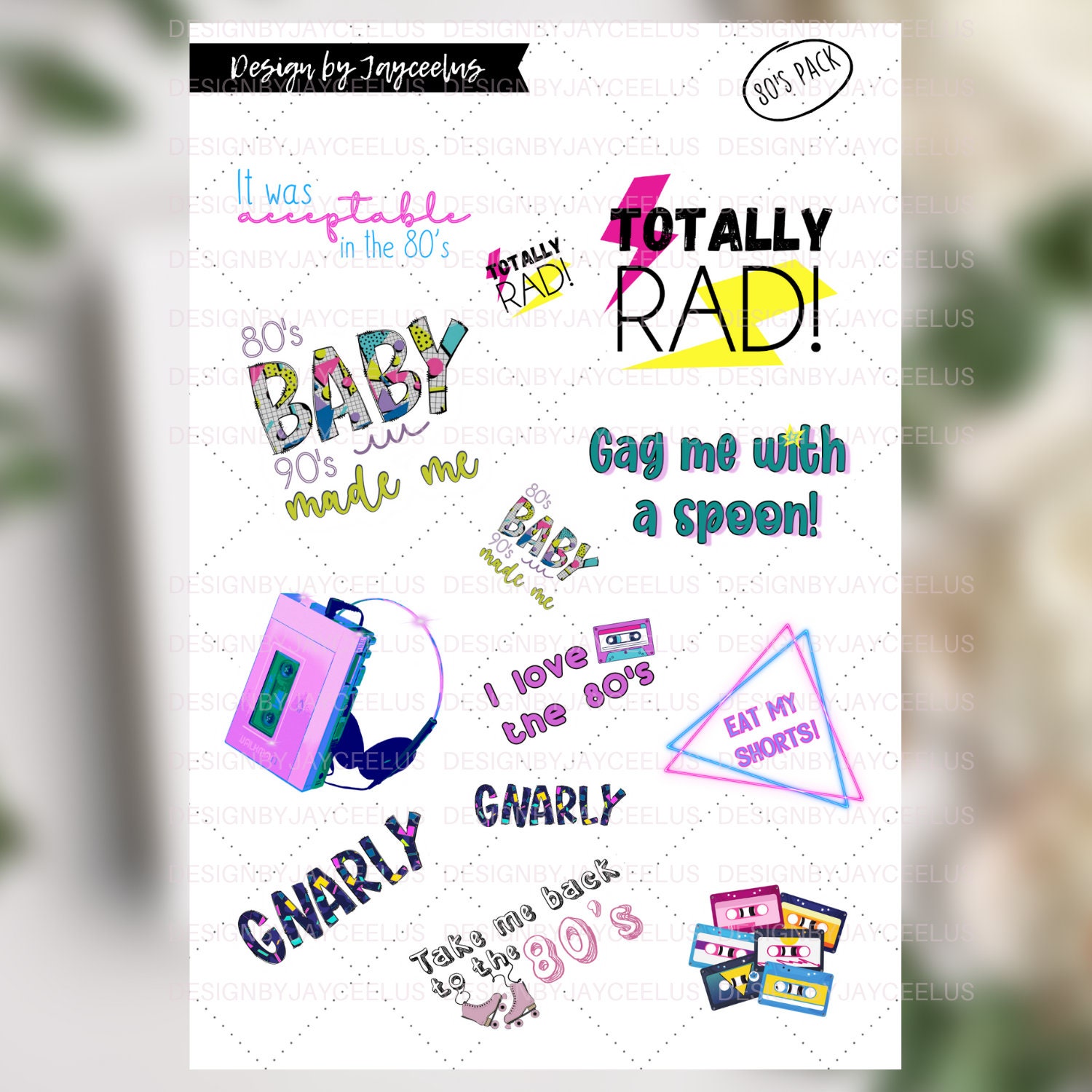 80s Sticker Sheets Waterproof Sticker Pack - Etsy