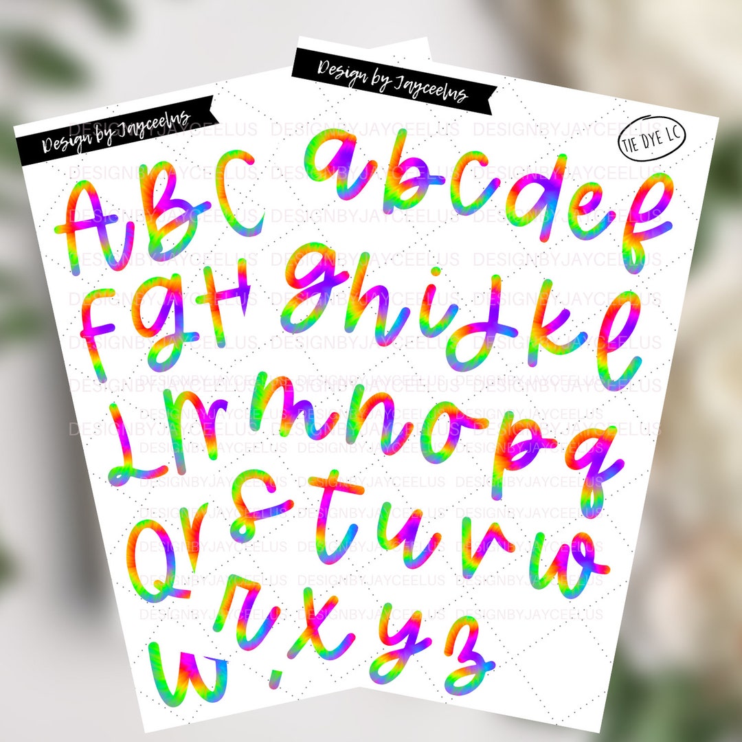Tie Dye Alphabet Sticker Sheets, Sticker Pack, Planner Stickers Set of ...