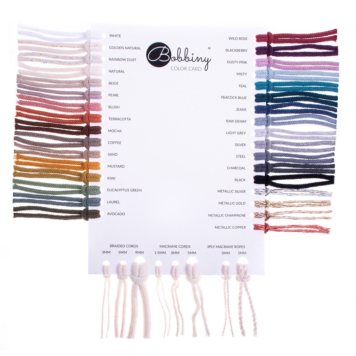 Bobbiny COLOR CHART Sample Chart Macrame Yarn and Braided - Etsy