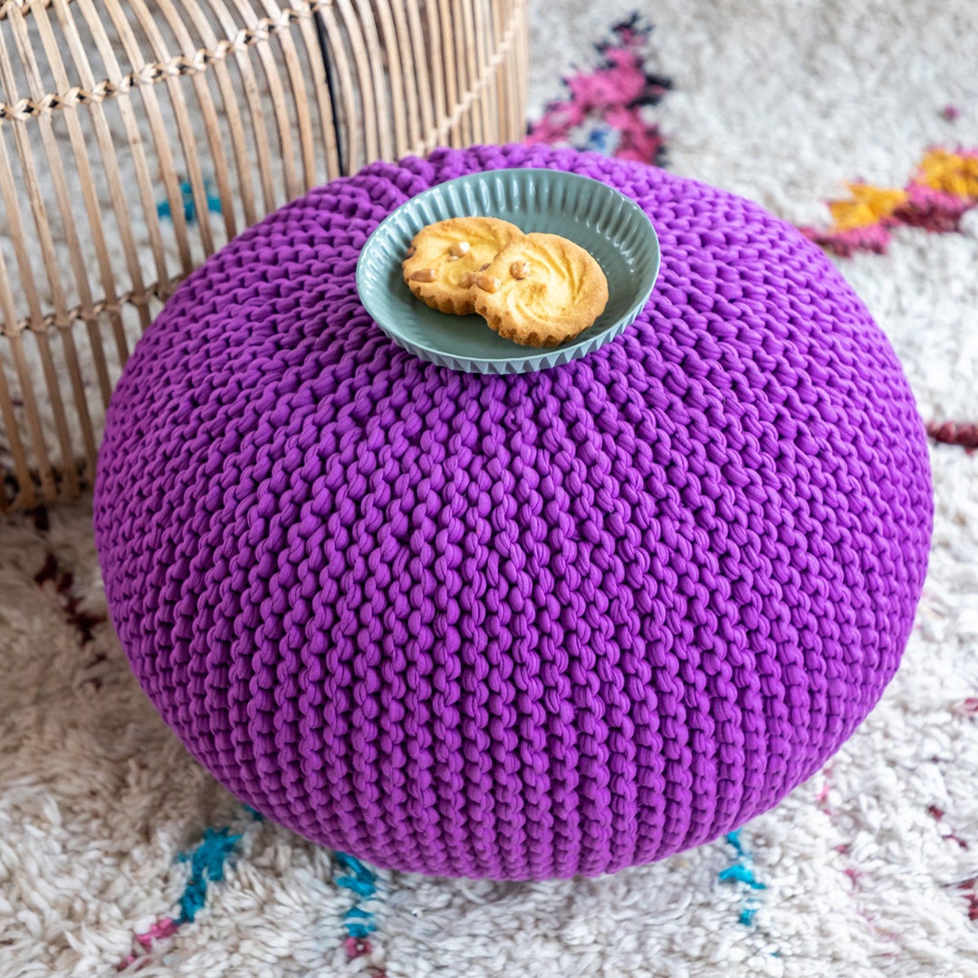 Hoooked POUF Seat Cushion Purple DIY Crochet Set/knitting - Etsy