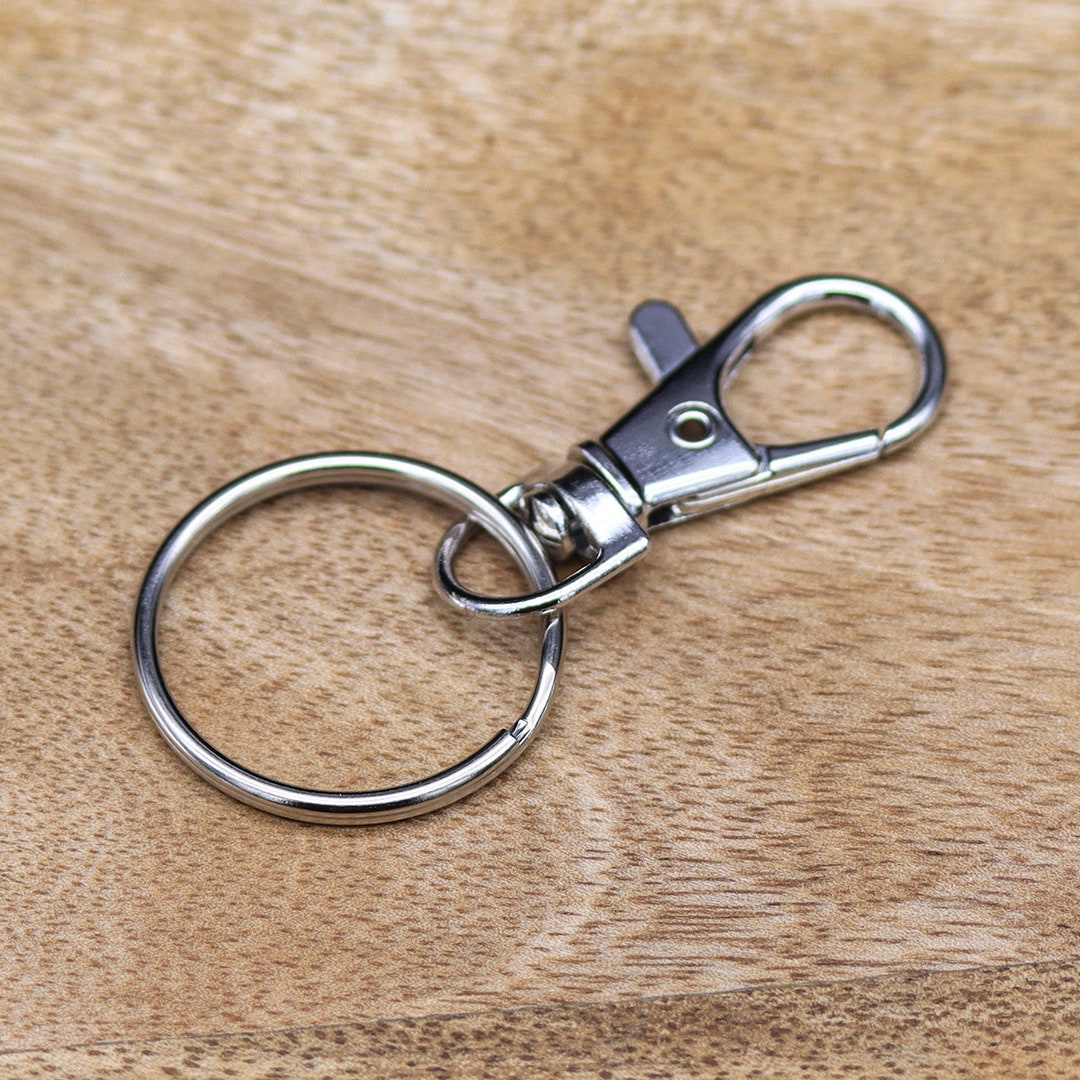 KEYCHAIN Silver Carabiner Swivel Key Ring Lucky Charm Gift Idea Charm ...