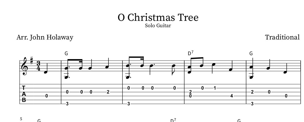 O Christmas Tree Solo Guitar TAB // Easy // Sheet Music // O Tannenbaum ...