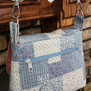Blue Mini Messenger Bag - Cheater Patchwork Print - Etsy