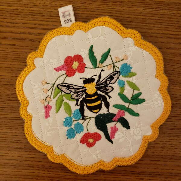 Embroidered Mug Rug - Etsy