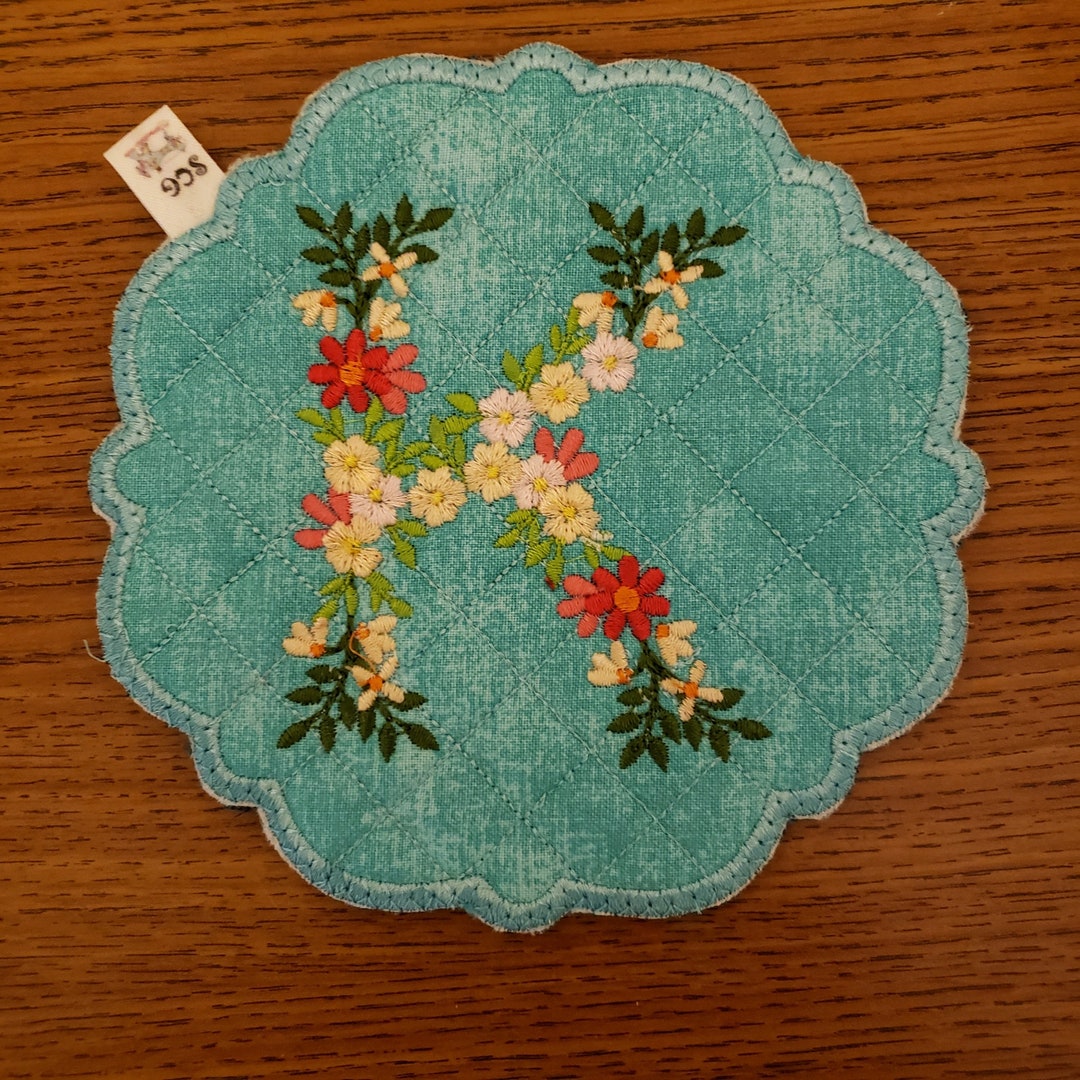 Mug Rug Single Monogrammed Mug Rug - Etsy