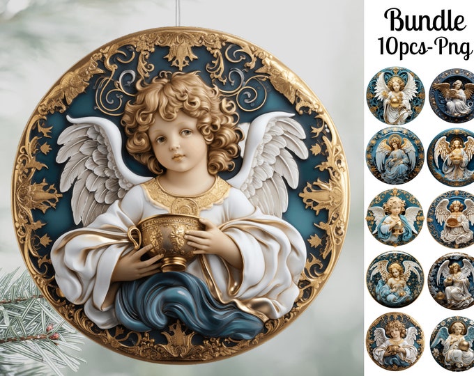 3D Angel Ornament PNG for Name Memorial Christmas Ornament PNG for ...