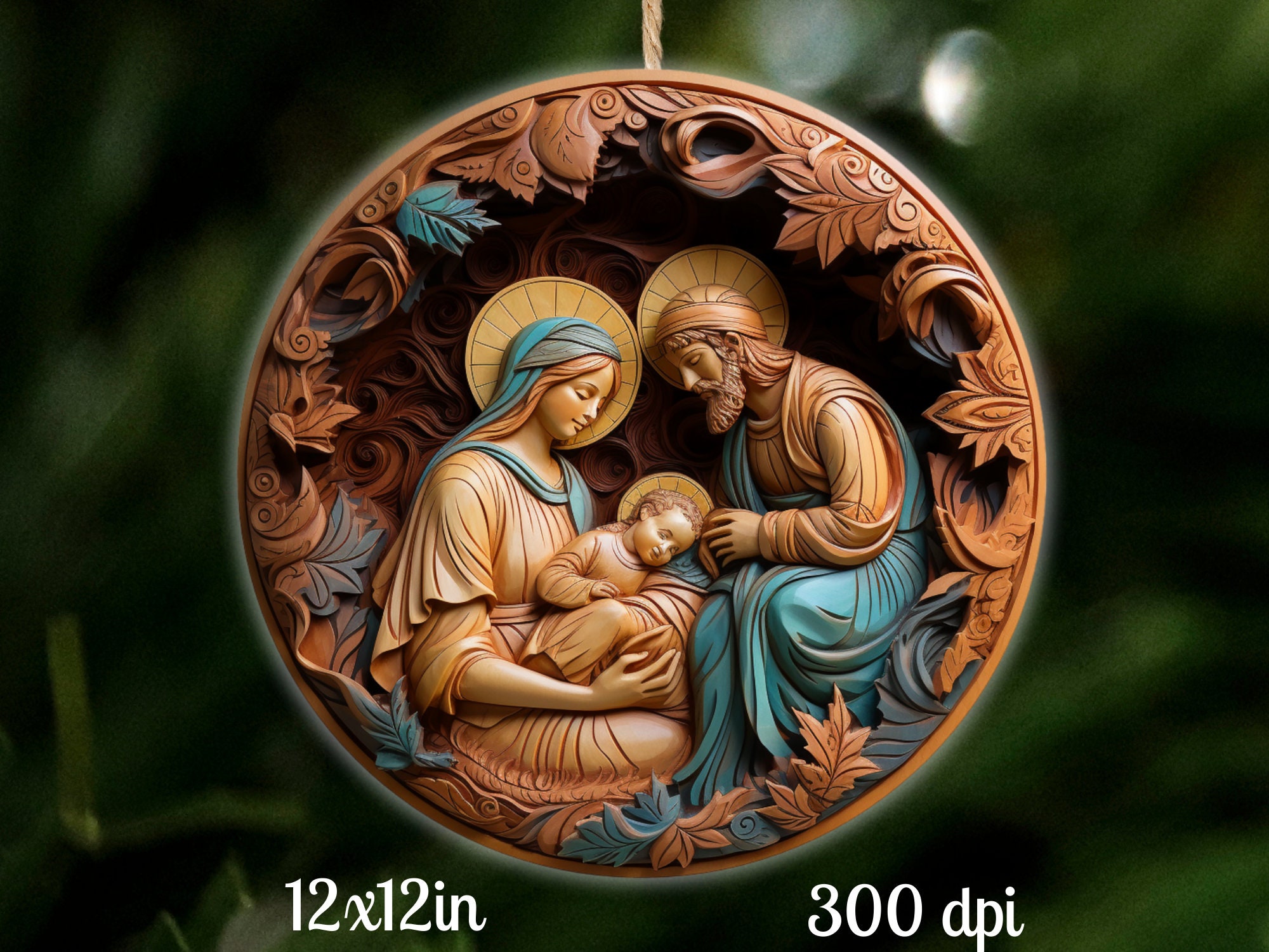 Nativity 3D Woodcarving Round Png Sublimation, 3D Design, Round Sign ...