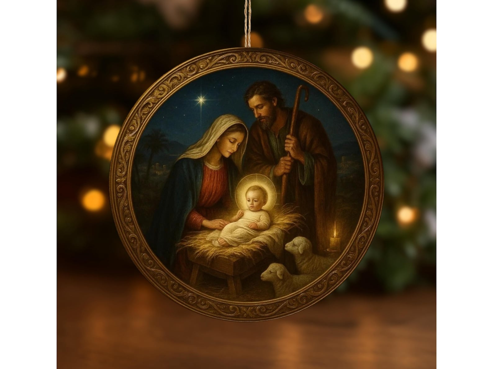 Nativity Scene Round Ornament Cliparts: Printable PNG, Image Bundle ...