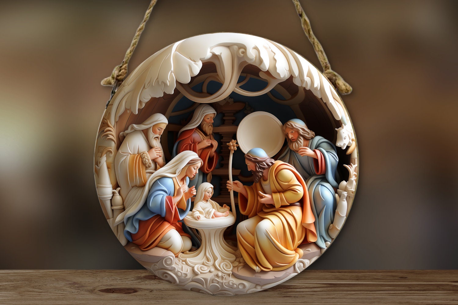 3D Nativity Round Png Design, Round Christmas Sublimation PNG ...