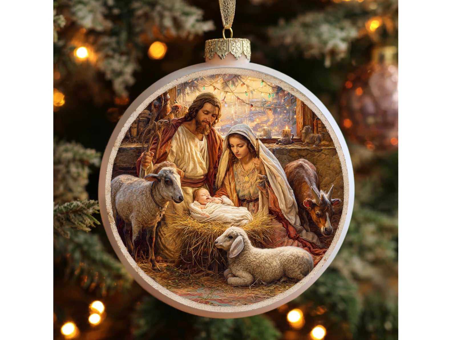 Nativity Scene Round Ornament Cliparts: Printable PNG, Image Bundle ...