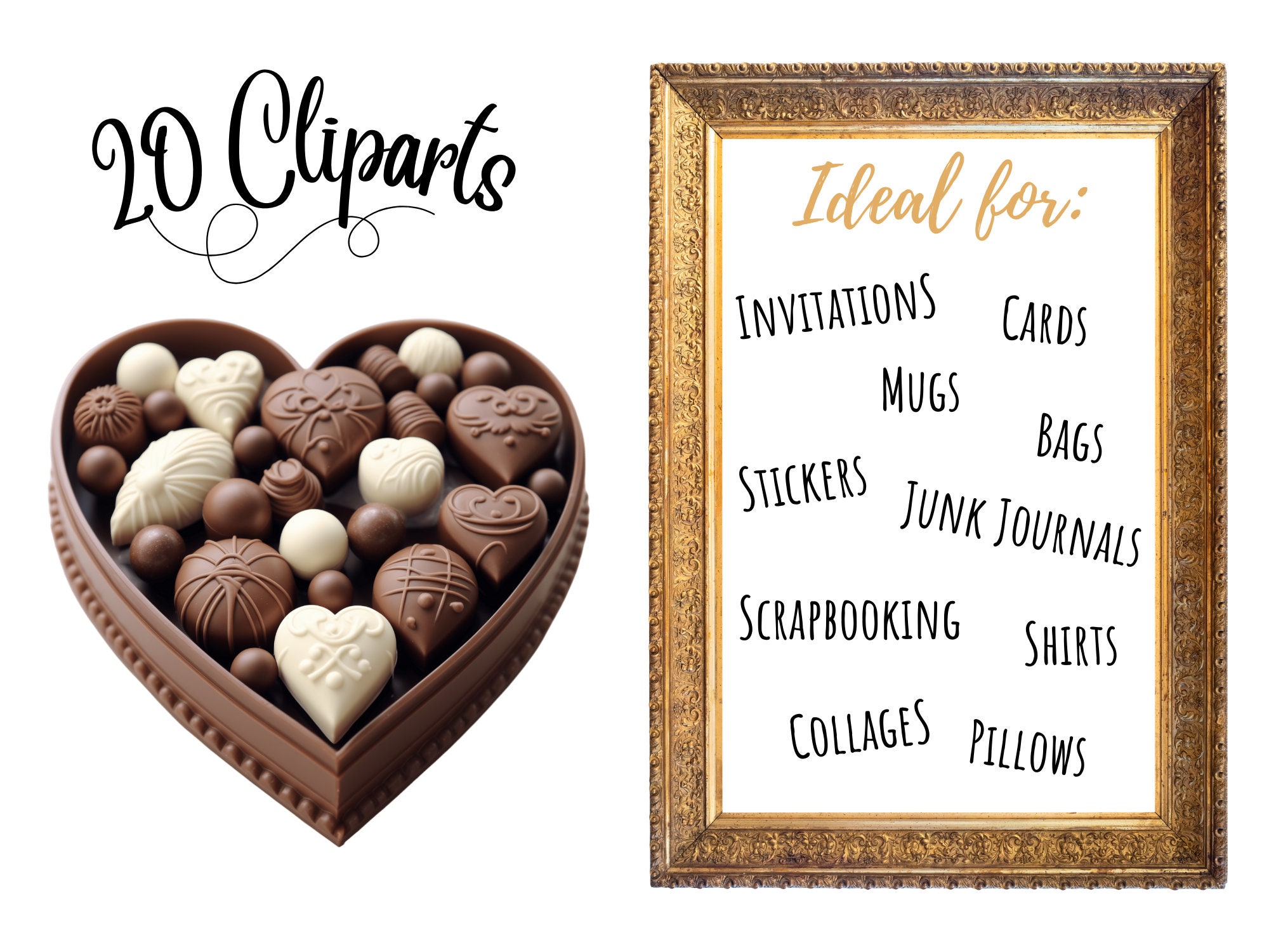 3D Valentines Clipart Bundle, 20 Chocolate Hearts Clipart, Valentine's ...