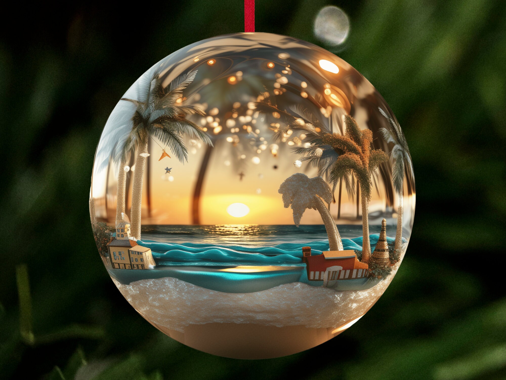 Beach Christmas Ornament Sublimation Bundle, Ocean Christmas Ornament ...