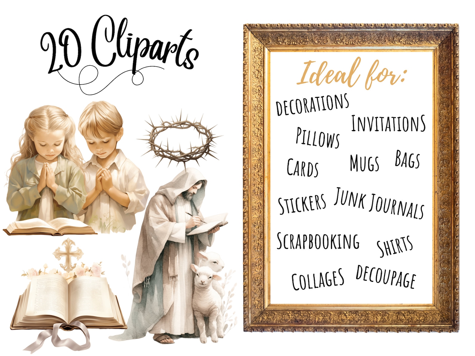 Watercolor Easter Collection Clipart, 20 PNG Religious Clipart ...